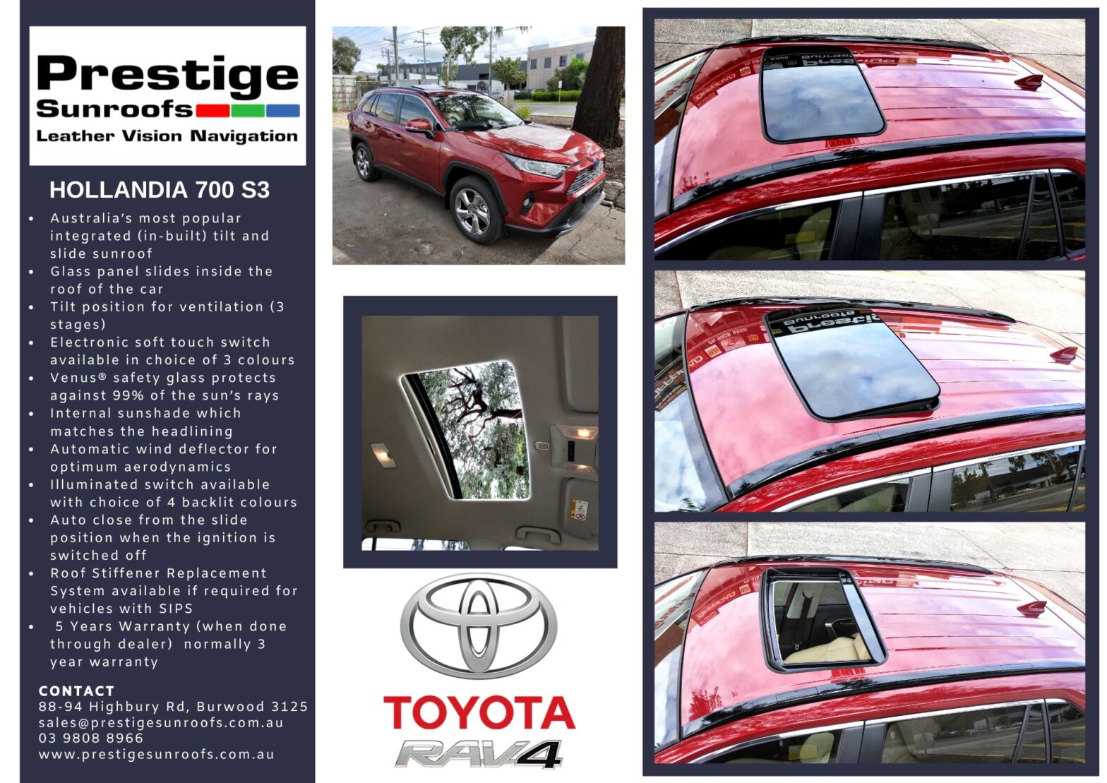 Webasto Hollandia 700 Series 3 Integrated Electric Sunroof – Complete 4×4