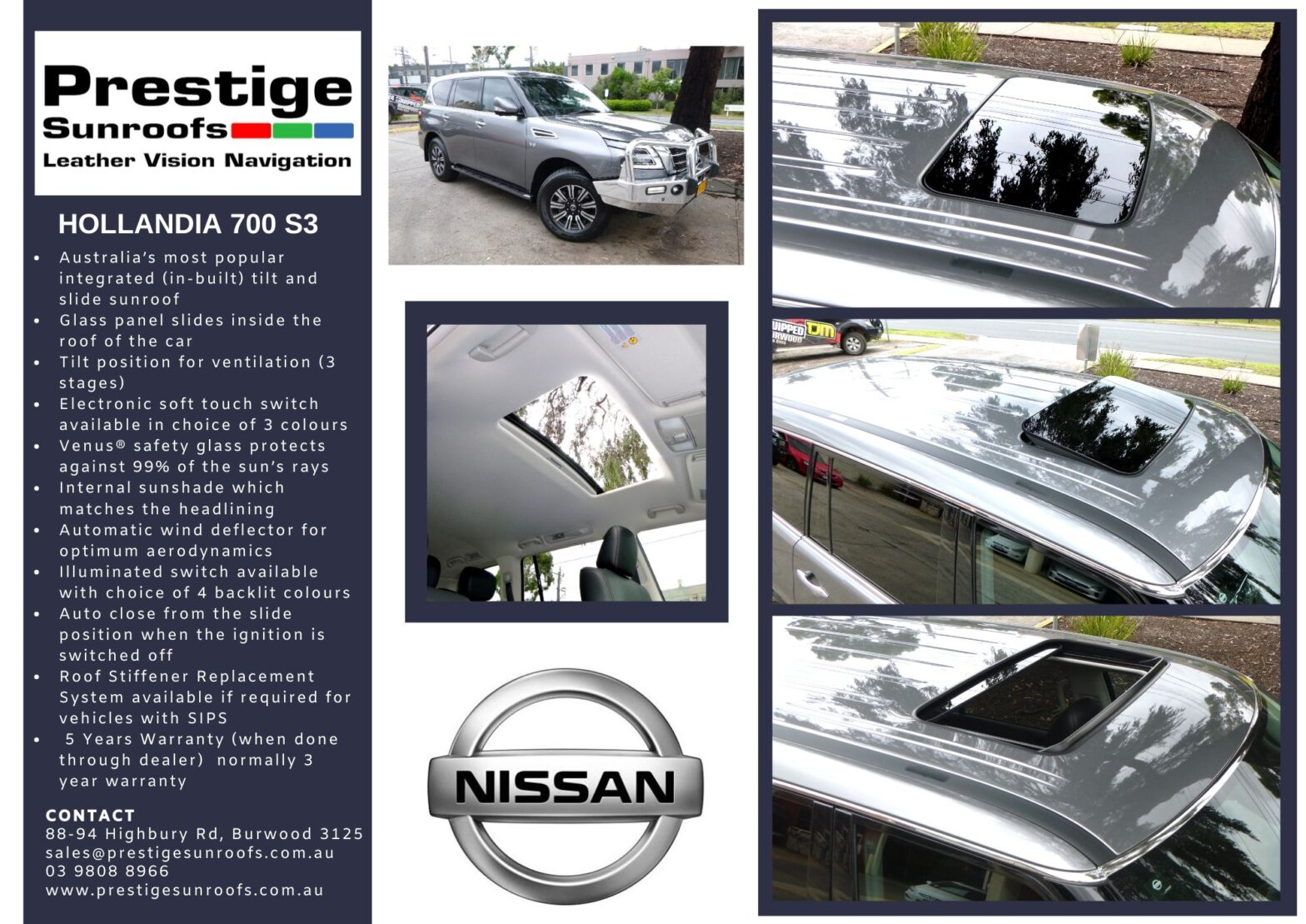 Webasto Hollandia 700 Series 3 Integrated Electric Sunroof – Complete 4×4